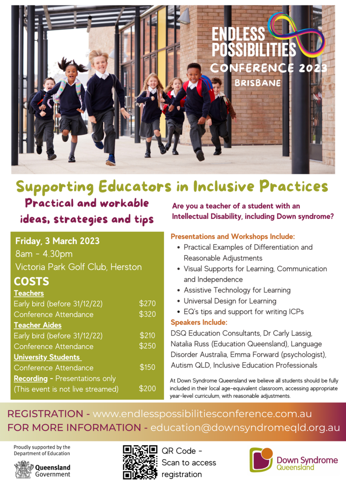 Endless Possibilities Conference 2023 Flyer – Down Syndrome QLD