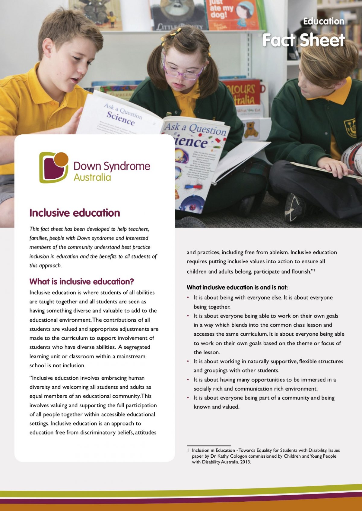 Education Professionals – Down Syndrome SA
