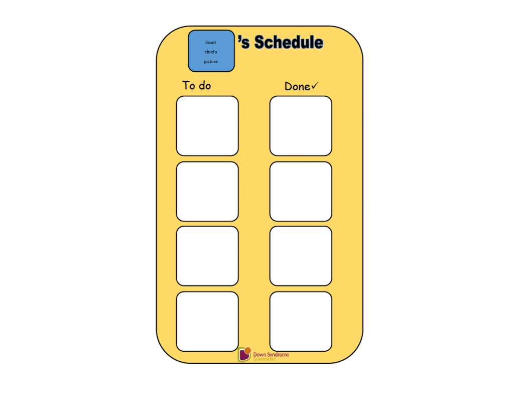 Schedule – To Do/Done – Down Syndrome Australia Shop